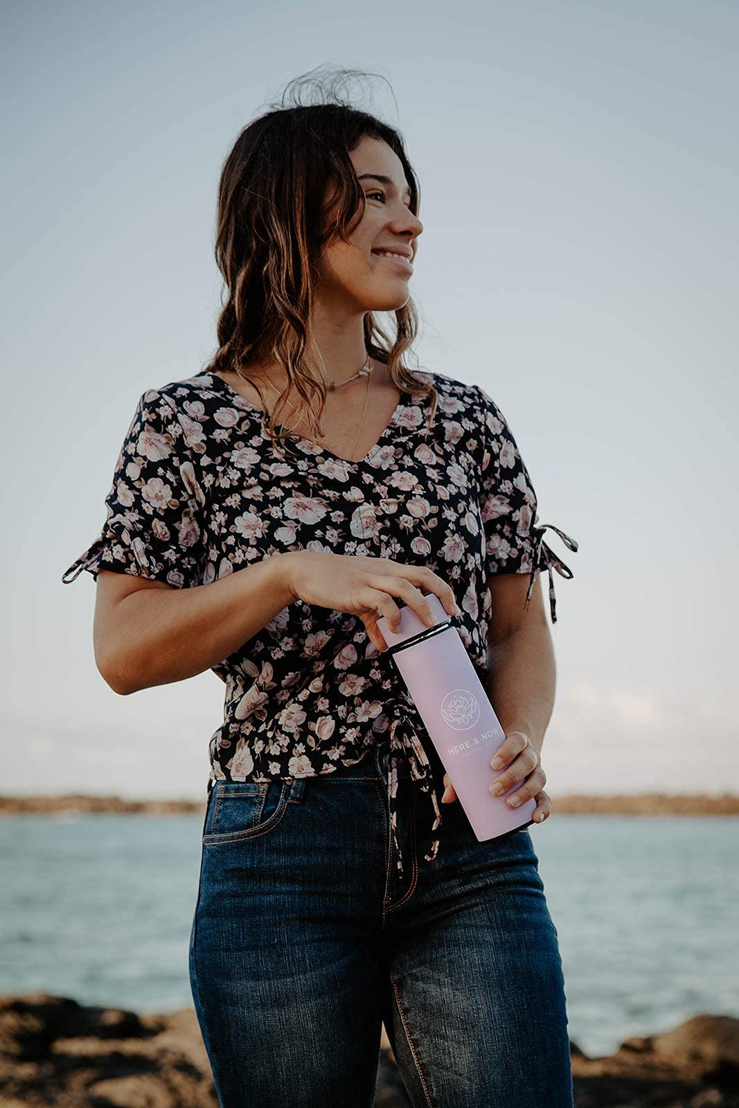 Multi-Purpose Travel Mug and Tumbler | Fruit Infused Flask | Hot & Cold Double Wall Stainless Steel Thermos | EXTRA LONG INFUSER | by Here & Now Supply Co. (Gentle Lilac)