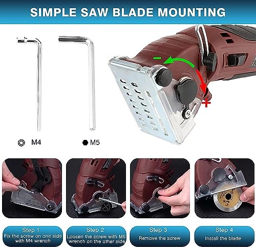 Mini Circular Saw Set, King Showden 400W High Powered Professional Compact Circular Saw Machine with 3 Blades and Tool Box Multifunction Circular Saw for Cut Drywall, Tile, Metal, Wood