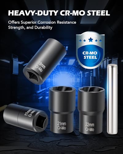 OMT Twist Socket Tool Set, 1/2" Drive 5pc Nut and Bolt Extractor Set, Rounded Bolt & Stripped Lug Nut Remover Tool Kit