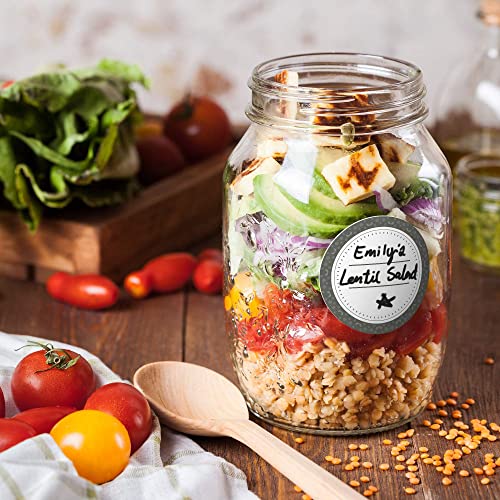 MESS Dissolvable Canning Labels for Jars – 200 Dissolvable Mason Jar Labels - Dissolvable Food Labels for Containers - Jam Homemade Canning Jar Labels Stickers - Removable Mason Jar Labels 2" Granite