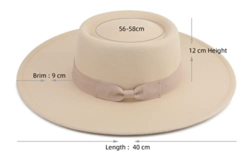 Pro Celia Big Wide Brim Women Fedora Hat (Oval-Rice)