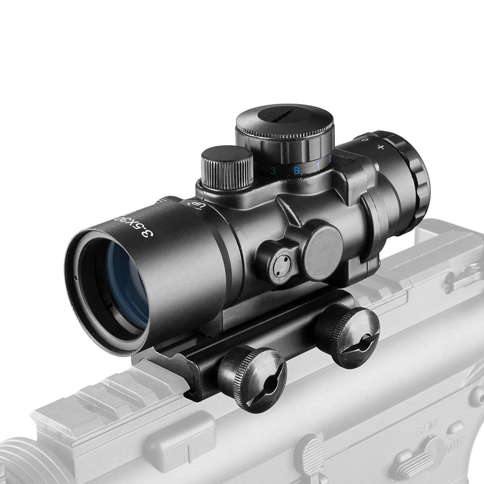 Higoo 3.5x30 Prism Optics Compact Scope Tri-Illuminated BDC Etched Reticle Riflescope with 20mm Rail Mount