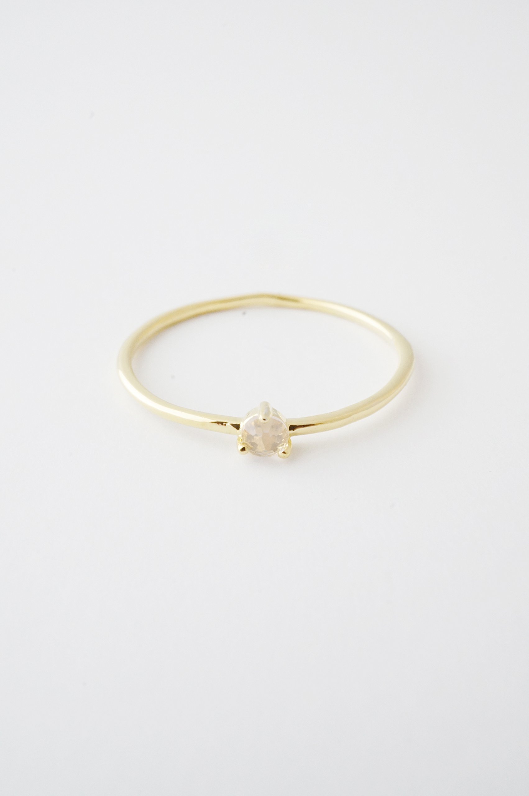 Honeycat Rose Quartz Crystal Point Ring in 18k Gold Plate | Minimalist, Delicate Jewelry (Gold 5)