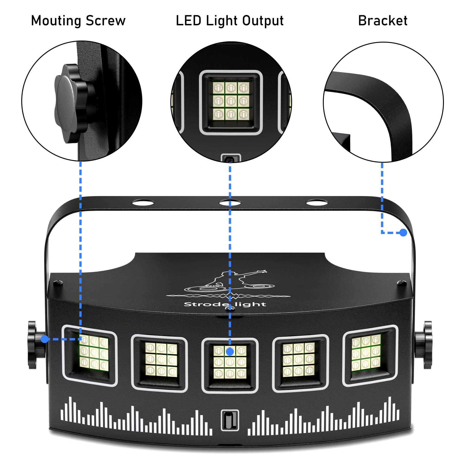 Mini Strobe Party Light, Hakuta 45 LEDs DJ Projector Lights Sound Activated with Remote, DJ Disco Stage Party Lights for Halloween, Christmas, Birthday, Wedding and Club