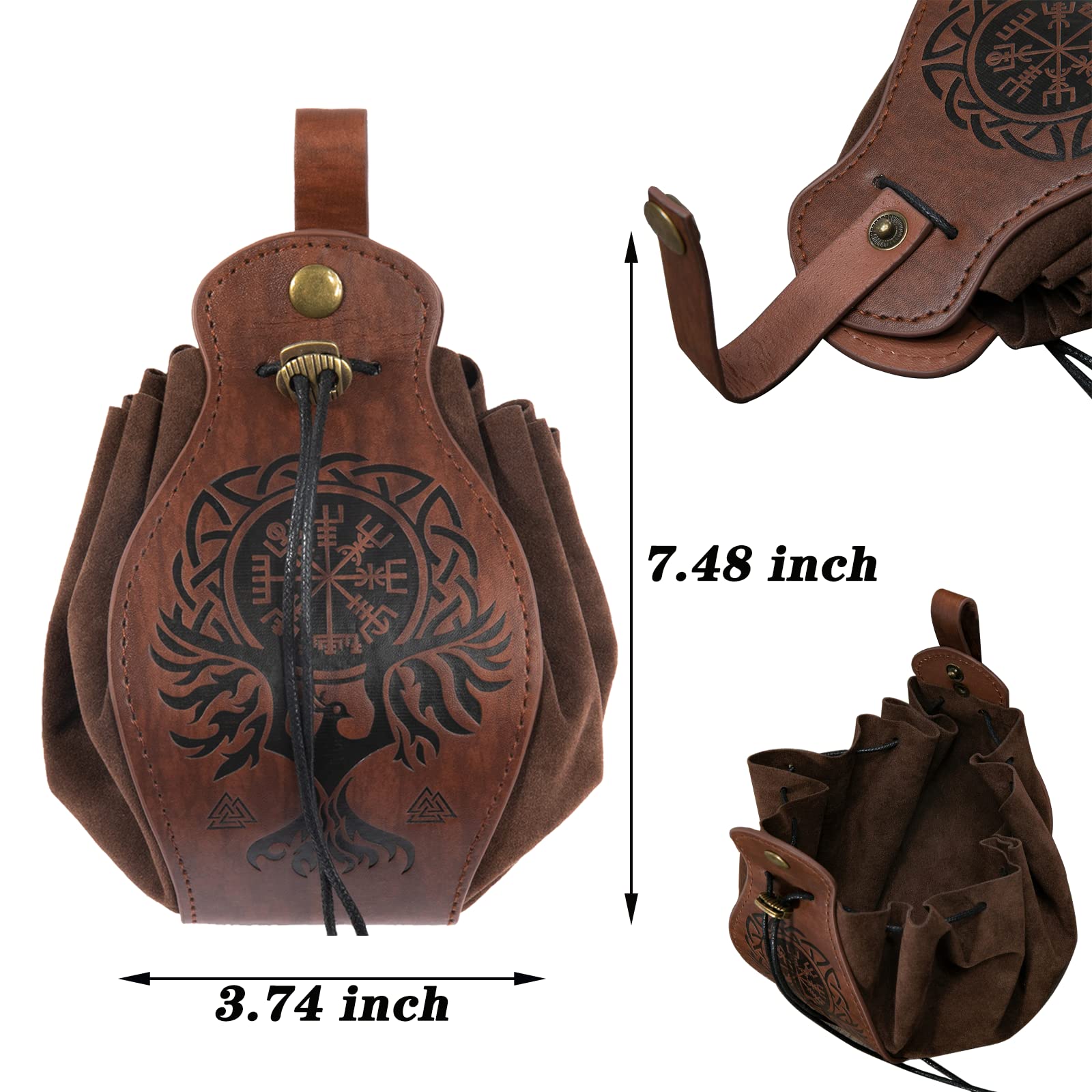 Ouzrpuo Dnd Accessories Dice Bag Portable Gift Dice Pouch Leather D&D Tray with Drawstring Bag Storage Bag for Coin, Dice, Key
