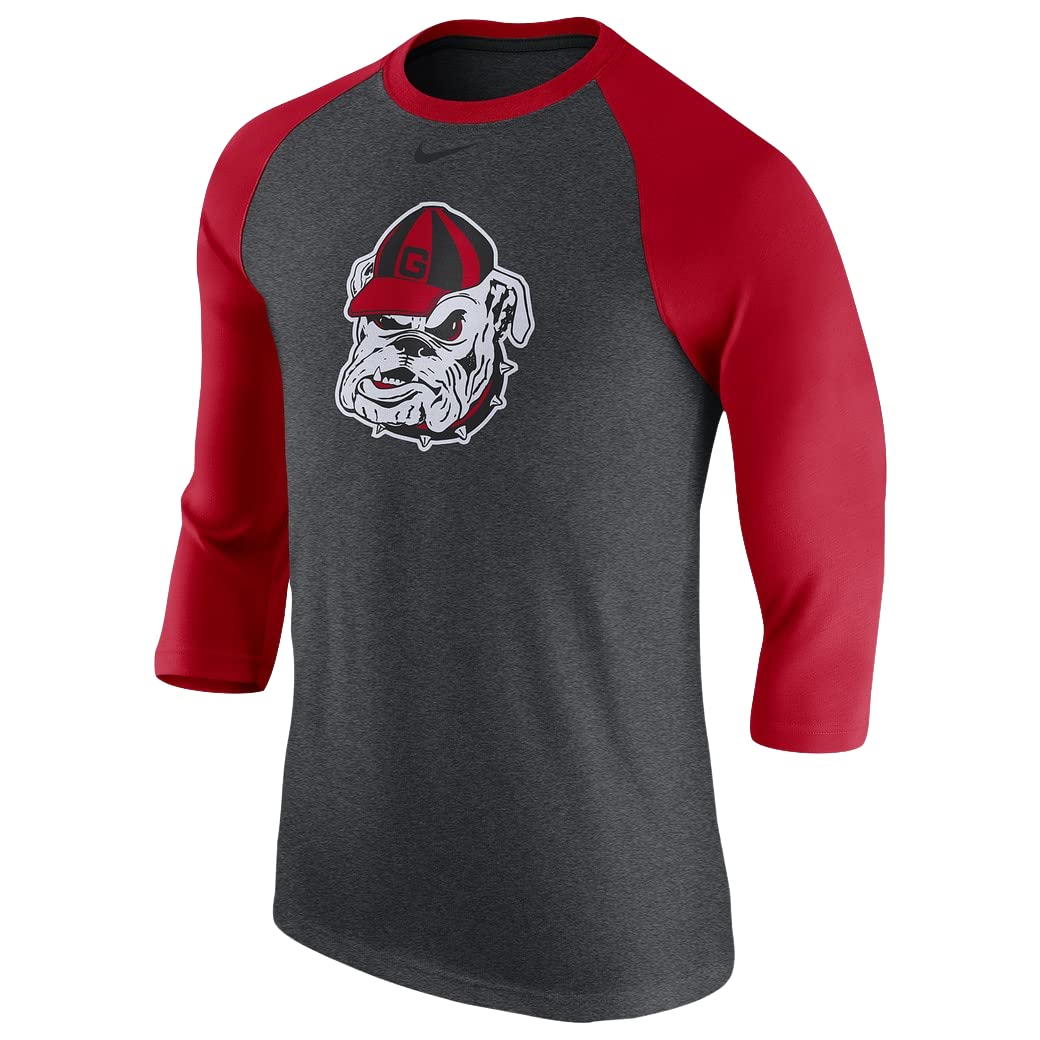 Nike Men's Georgia Bulldogs Tri-Blend Raglan T-Shirt (as1, Alpha, m, Regular, Regular, Grey)