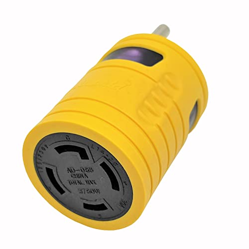 Parkworld 67867 NEMA TT-30P to L14-30R 1-Piece Adapter, RV 30A TT-30 Male Plug to Generator 30A 4-Prong L14-30 Female Receptacle