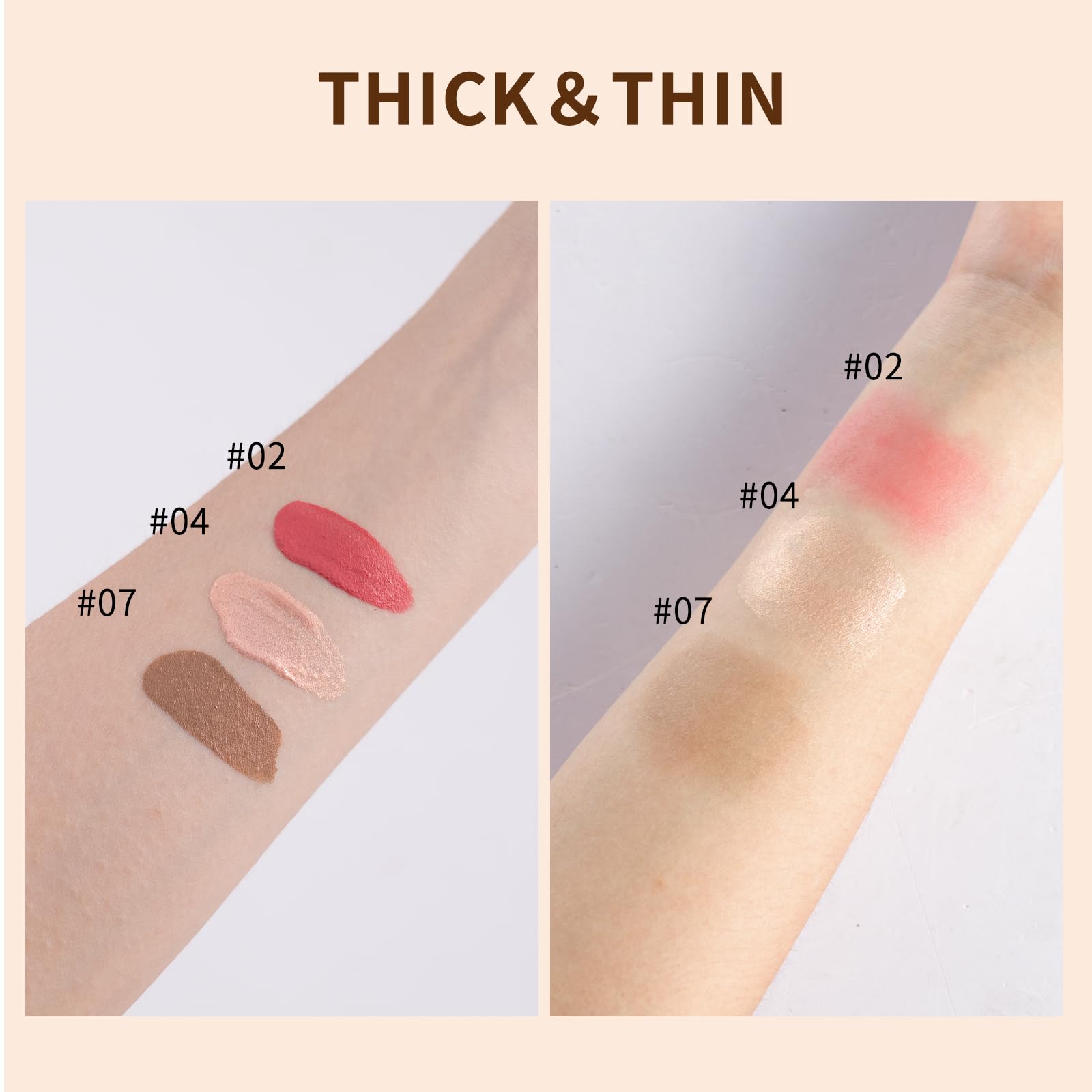 Liquid Contour,Liquid Highlighter, Liquid Blush with Face Brush Long Lasting Smooth Lightweight Smudge Proof Contour+Blush+ Highlighter
