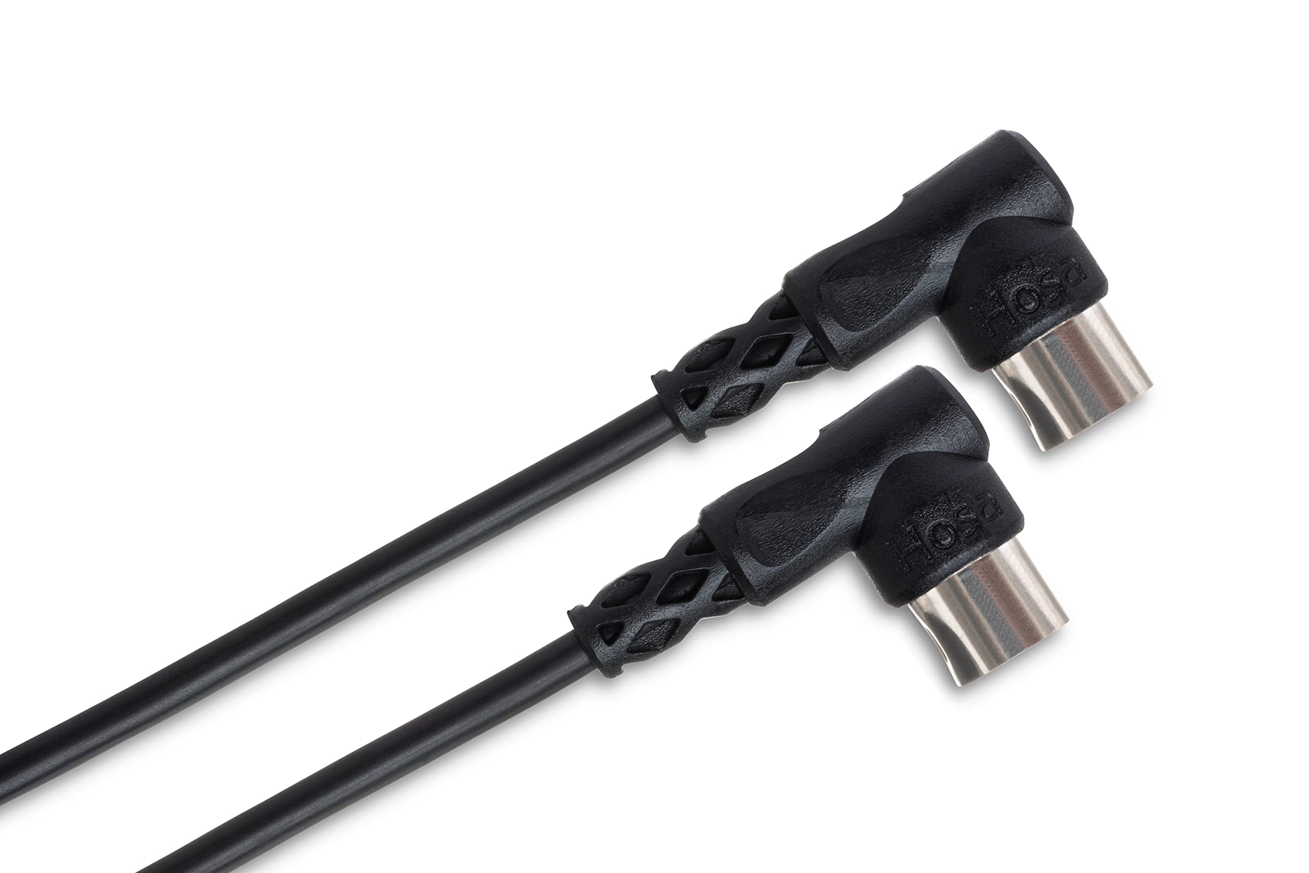 HOSA MID-303RR Right Angle 5-Pin DIN to Right Angle 5-Pin DIN MIDI Cable, 3 Feet Black & MID-301BK 5-Pin DIN to 5-Pin DIN MIDI Cable, 1 Foot