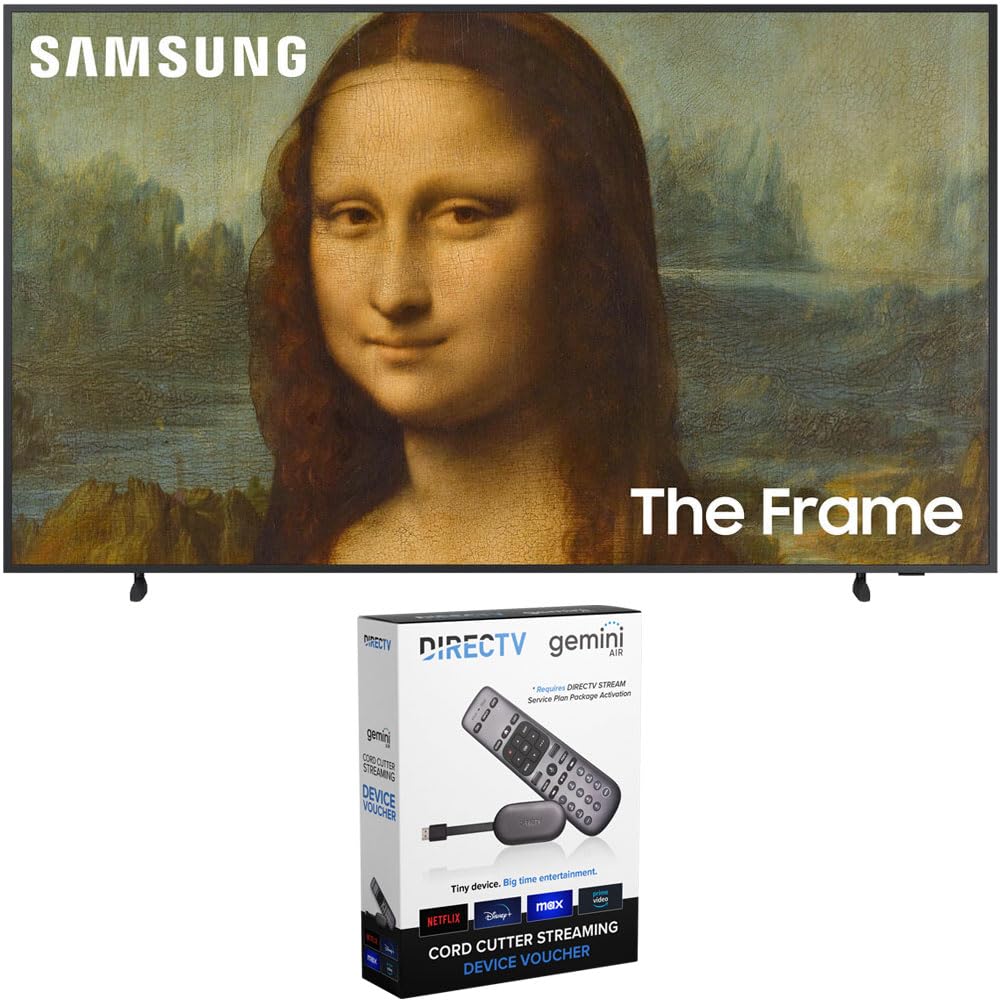 SAMSUNG LS03BA 55 inch The Frame QLED 4K UHD Quantum HDR Smart TV (2022) Cord Cutting Bundle with DIRECTV Stream Device Quad-Core 4K Android TV Wireless Streaming Media Player