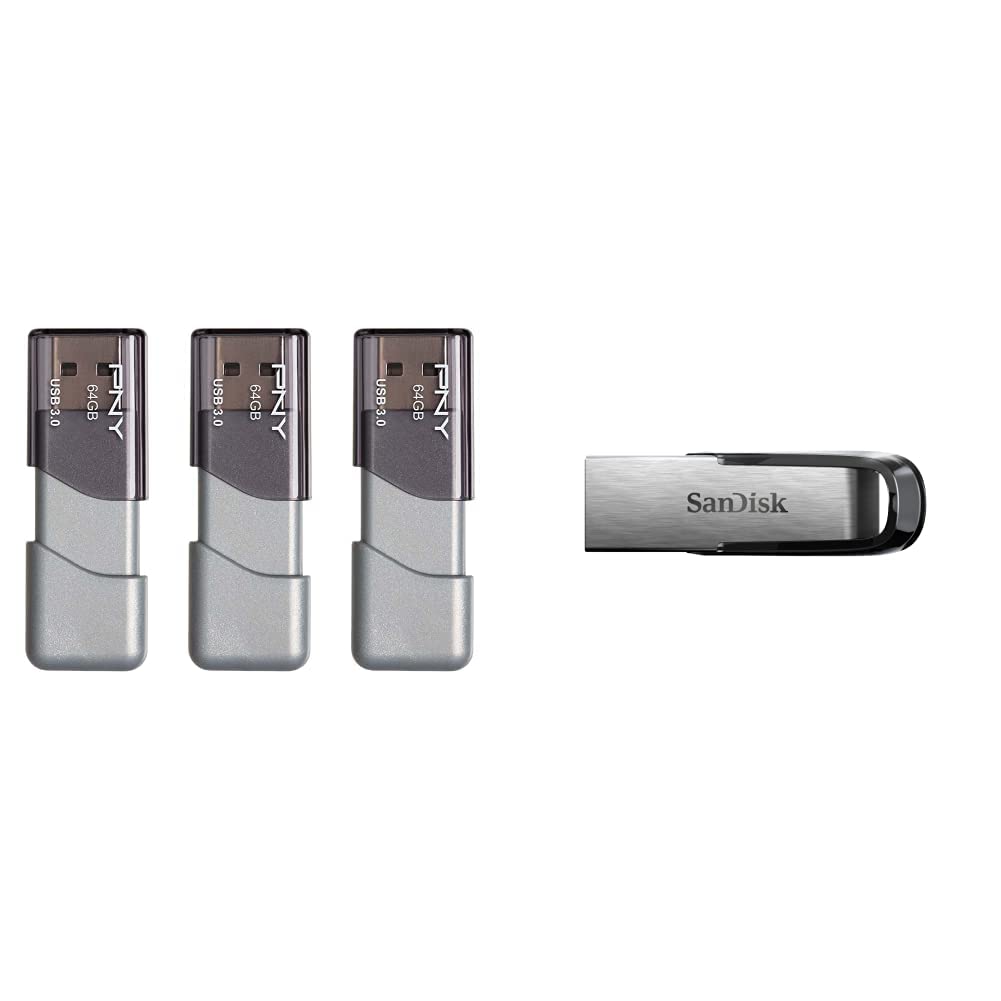 PNY 64GB Turbo Attaché 3 USB 3.0 Flash Drive 3-Pack & SanDisk 512GB Ultra Flair USB 3.0 Flash Drive - SDCZ73-512G-G46