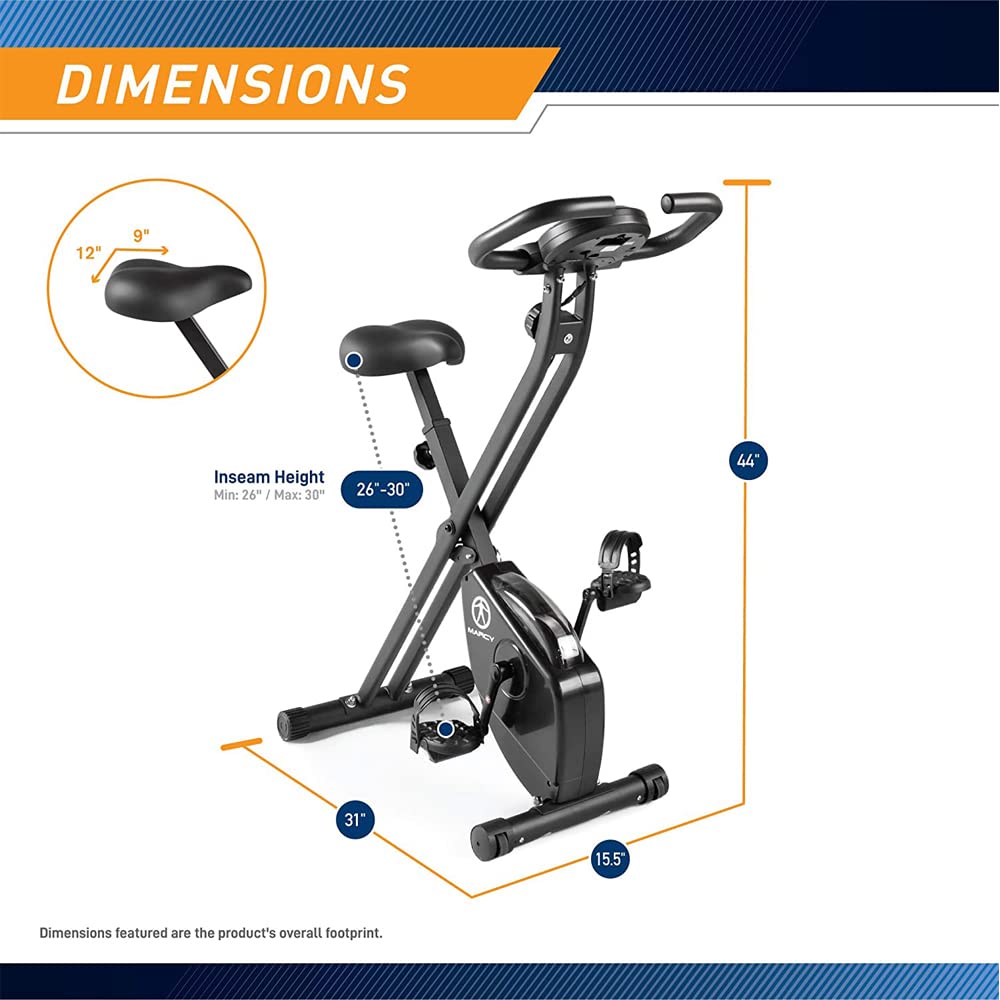 Marcy NS-654 Foldable Upright Exercise Bike Adjustable Resistance Bundle with 27 Ounce Water Bottle, Workout Cooling Sport Towel and Magnetic Wireless Sport Earbuds Gunmetal Grey