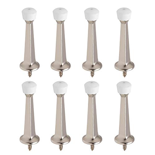 Liberty Premium Door Stoppers Metal Solid Rigid Door Stop Brushed 3" (Satin Nickel, 8 Pack)