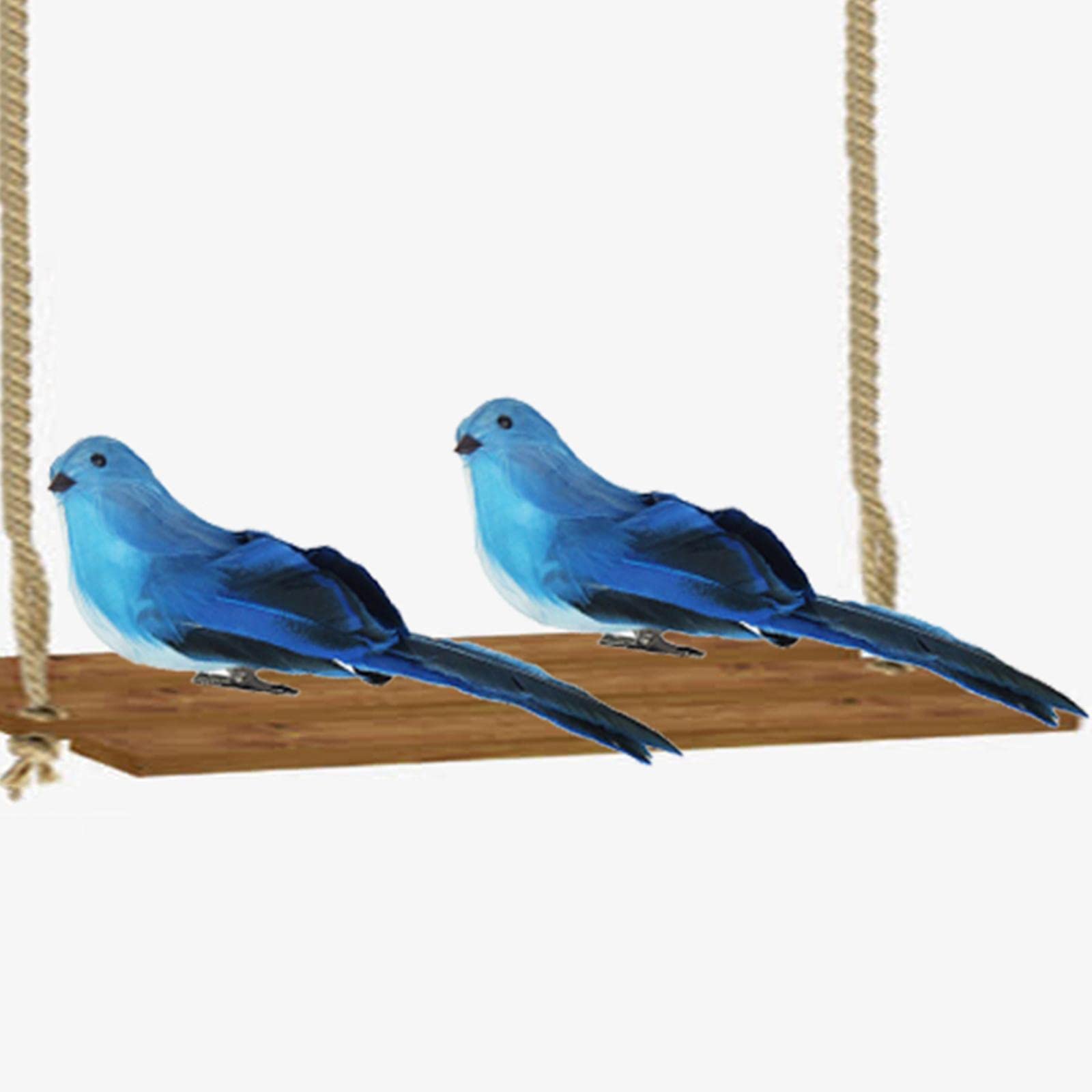 joyMerit 2Pcs Artificial Foam Birds, Clip on Feathered Bird Ornaments, DIY Craft for Home Garden Lawn Decoration Party Accessories, Blue
