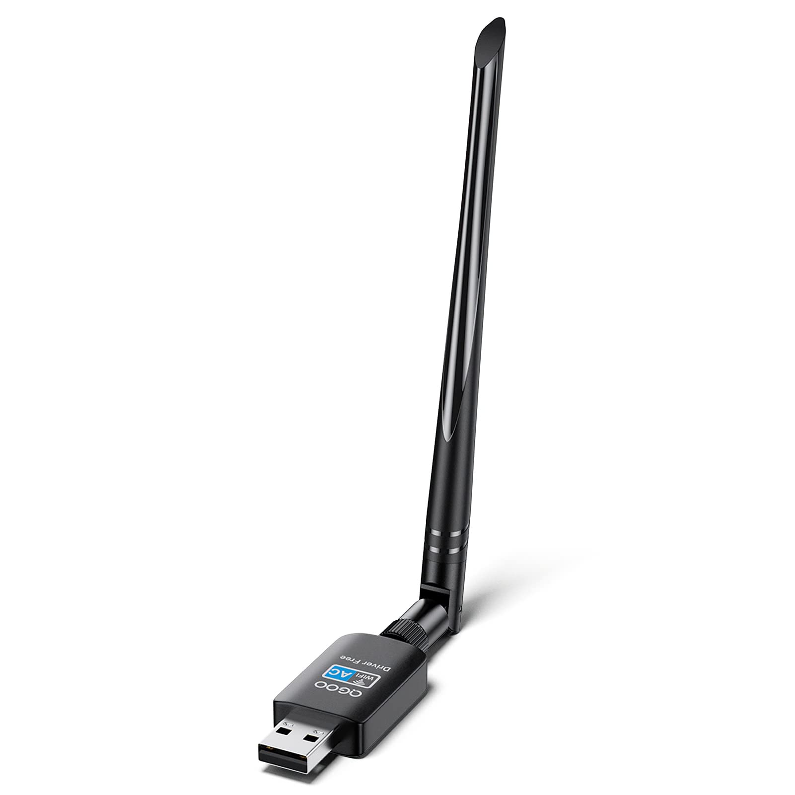 QGOO WiFi Adapter ac600Mbps,Wireless USB Adapter 2.4GHz/5GHz Dual Band 802.11 ac Network LAN Card for Desktop Laptop PC Support Windows 11/10/8.1/8/7/XP/Vista/Mac OS10.9-10.15 (Without Drive)