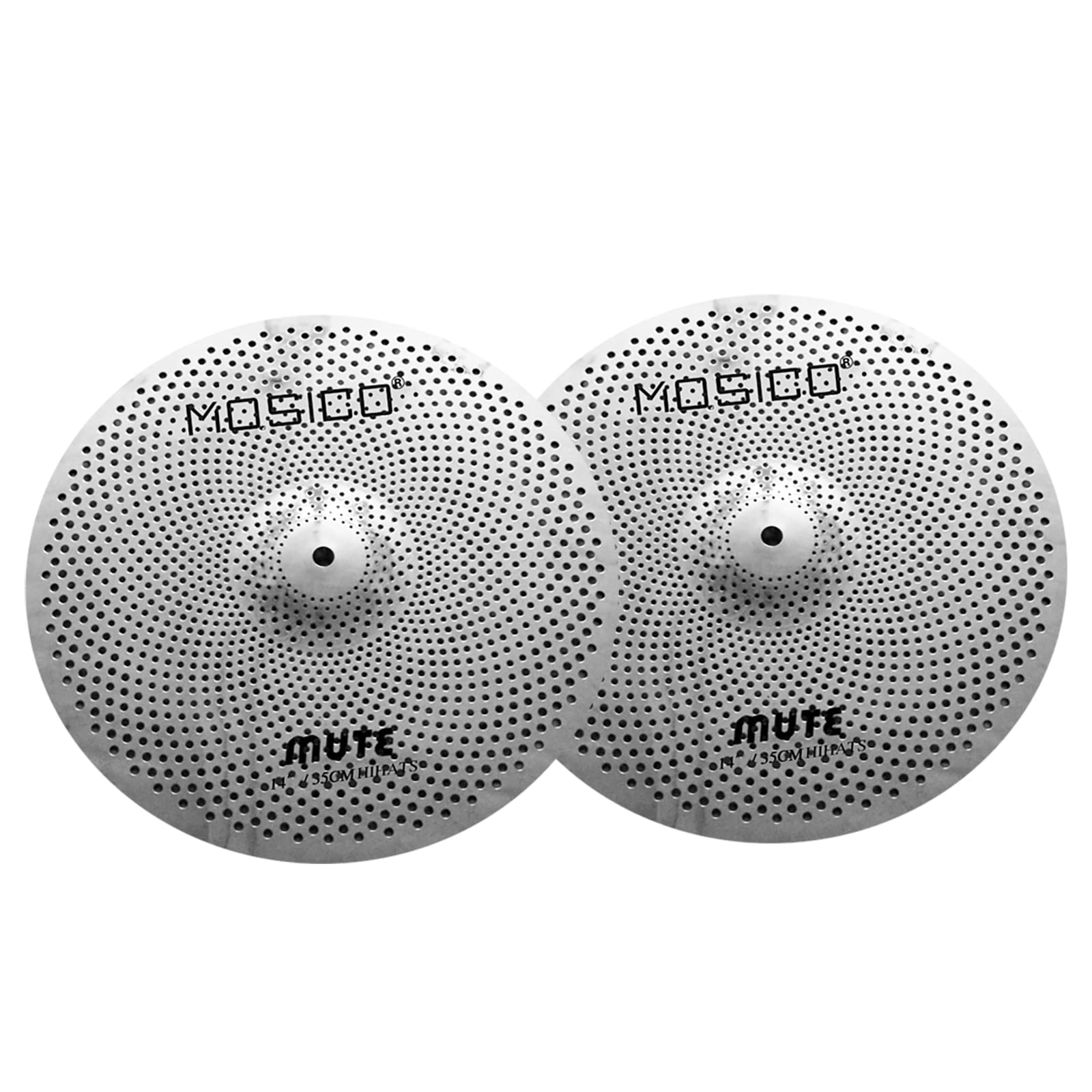Mosico Low Volume Cymbal Pack Mute Cymbal set 14'hi-hat+16"crash+18'crash+20"ride 5Pcs Practice Cymbals for Drums (Bright Silver)