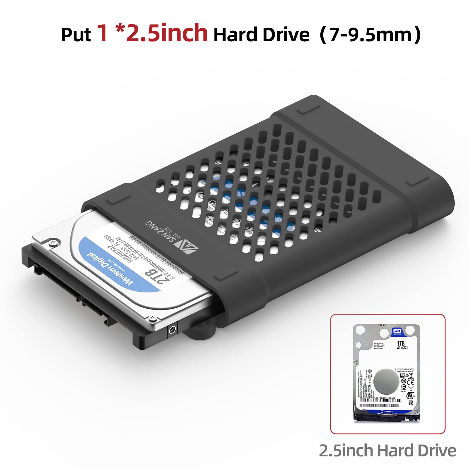 SAN ZANG MASTER Hard Drive Case, 2.5 in HDD Case 5 Pack, Soft Silicone Hard Drive Disk Storage Case for External Hard Drive HDD, Storage Case with Anti-Slip for Shockproof Home Office