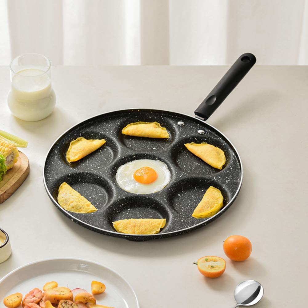 Mumusuki 7 Holes Frying Pan Non Stick Fried Eggs Cooking Pan Burger Kitchen Cookware Household Tool