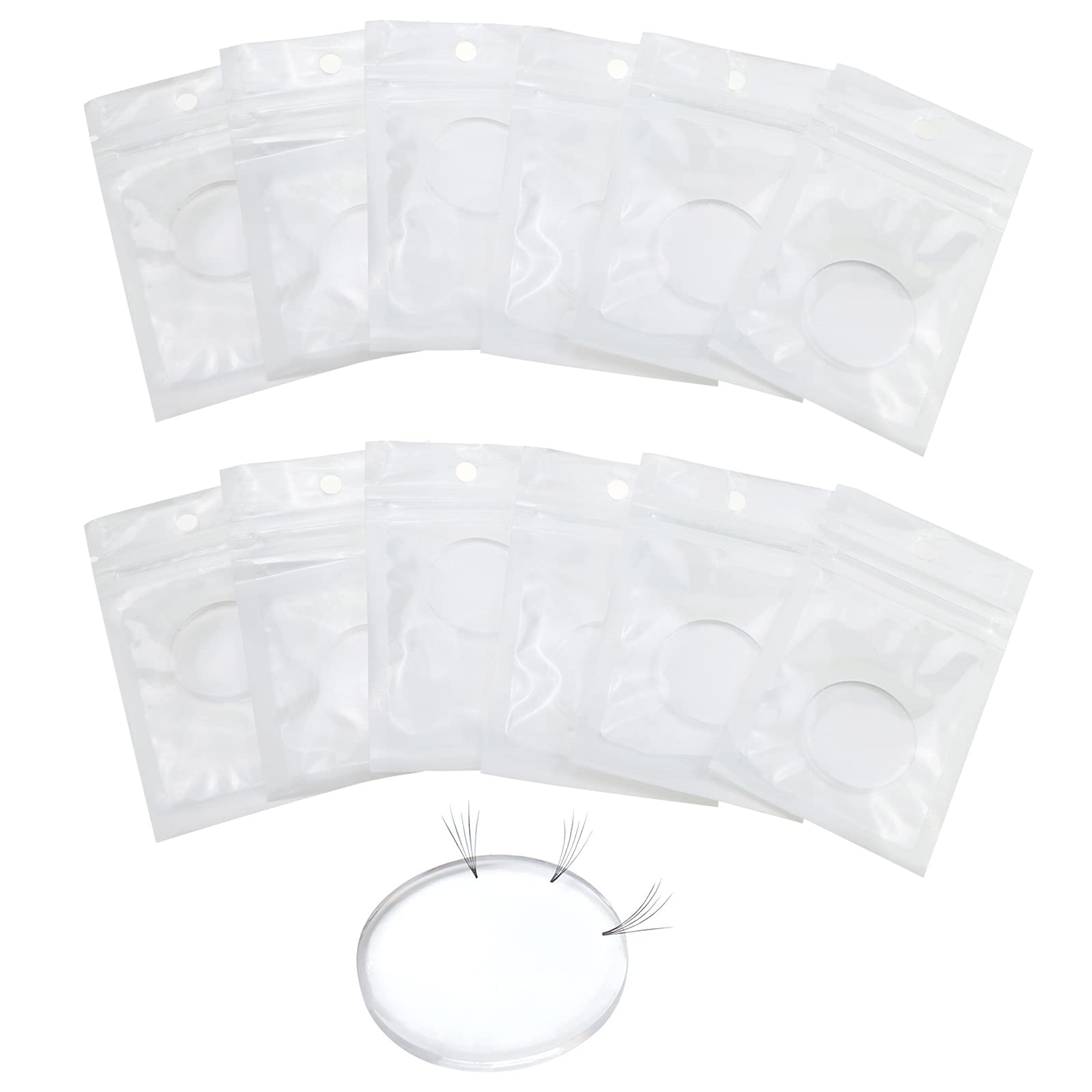 Luckycivia 12 Pcs Silicone Lash Pad Grafted False Easy Fan Lash Pad, Eyelash Silicone Holder Pad, Eyelash Supplies for Beginners Make Fans Blooming Easy Volume Lashes Pallet Tools
