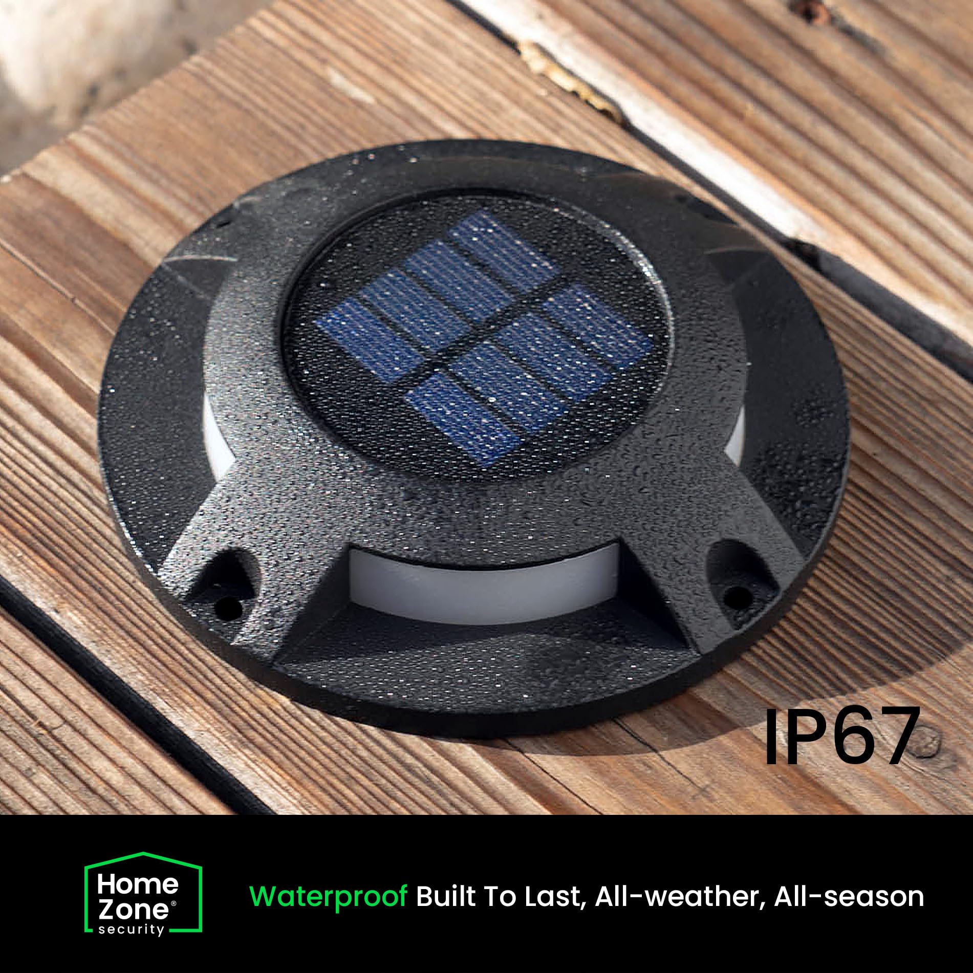 Home Zone Security Solar Deck Lights - Outdoor Solar Dock and Driveway Path Lights, Weatherproof with No Wiring Required, Silver (4-Pack)
