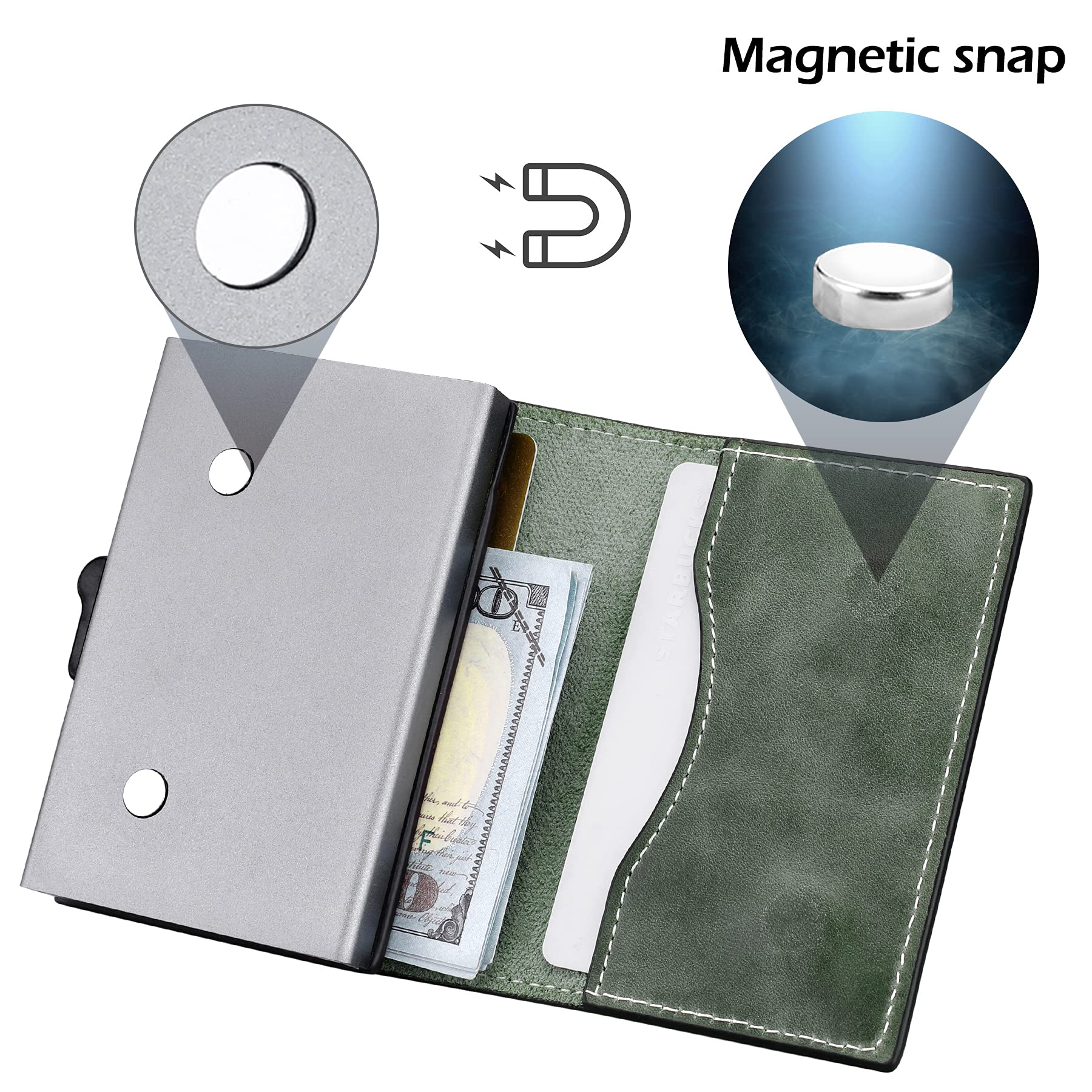 Itslife Minimalist Wallet for Men,Pop up Card Holder for Women with Genuine Leather Cover, Slim Front Pocket Wallets Rfid Blocking,Gift Wallet for Men & Women