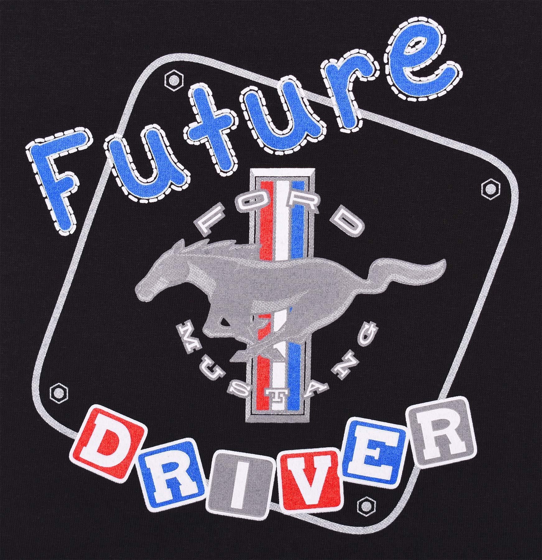 JH DESIGN GROUP Kids Ford Mustang T-Shirts Future Driver Youth Black Shirt (6, Black)