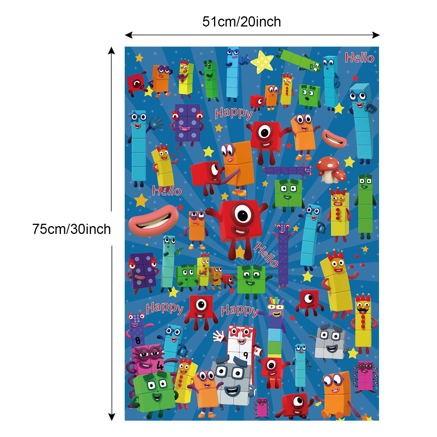 SNHDYMTK 5 Sheets Blocks Number Gift Wrapping Paper 20"" x 30"" Kraft Paper Foldable Gift Wrap Present Wrapping Paper Birthday Design for Party, Holiday (Navy Blue), EIUFHVDXWS25867412