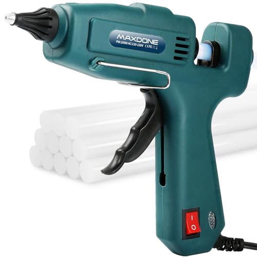 Hot Glue Gun Kit Glue Gun - MAXDONE Craft Glue Gun Full Size(Not Mini) Glue Guns Heavy Duty Hot Glue Gun with 12pcs Glue Sticks(0.43'' x 8") 100w for DIY Art