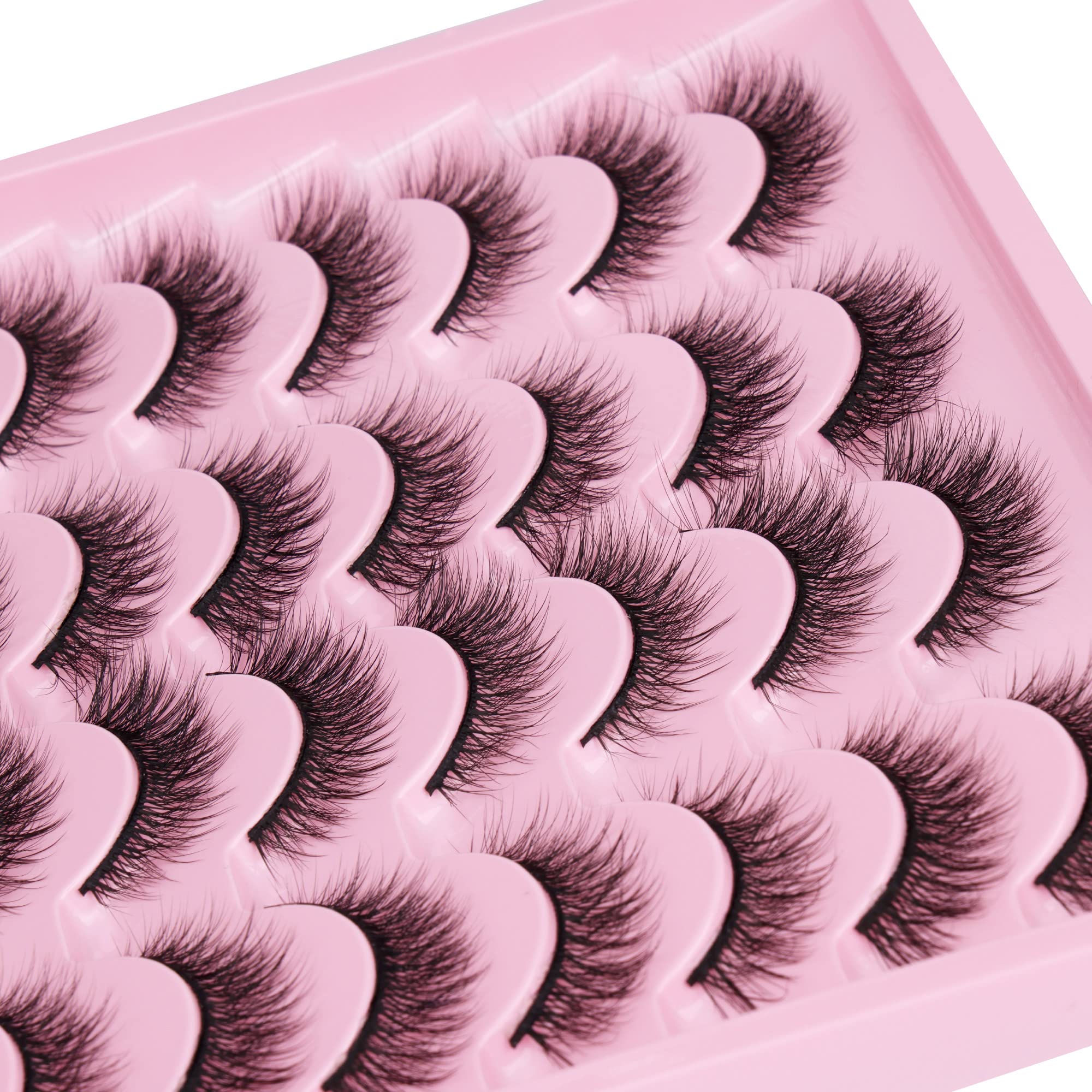Lashes Natural Look Wispy Fasle Eyelashes 12mm Short Faux Mink Eyelashes Cat Eye Fluffy Strip Lashes Pack by Zegaine 16 Pairs