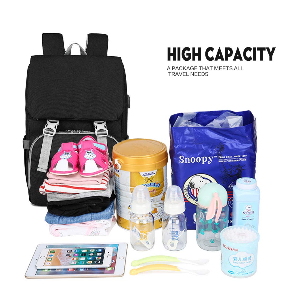 JHhomezeit Diaper Bag Backpack for Mom Dad, Large Baby Nappy Changing Bag w/Changing Pad…