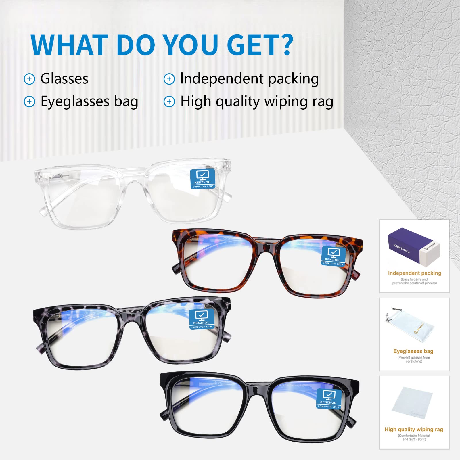 K KENZHOU Blue Light Blocking Computer Glasses+Polarized Sunglasses with UV Protection for Women/Men