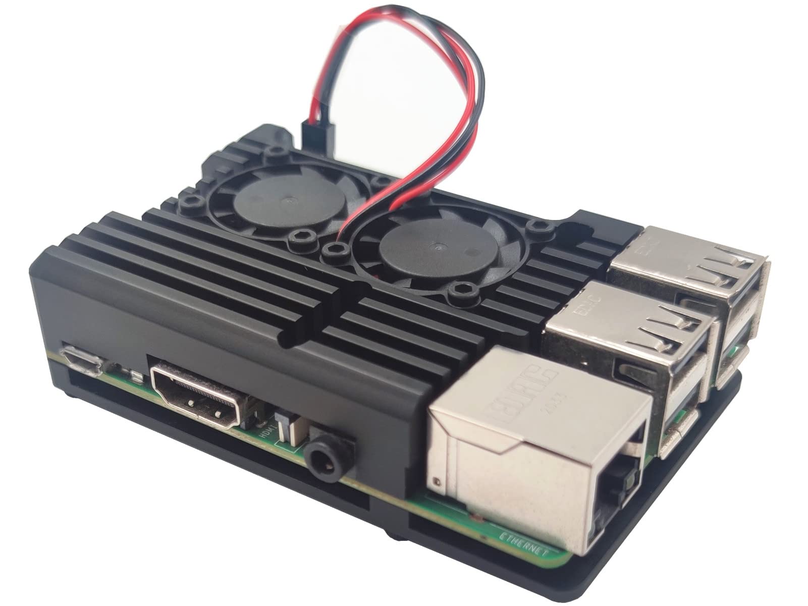 Raspberry Pi 3B Aluminum Aolly Case, Raspberry Pi 3 Model B+ Passive Cooling Case with Dual Cooling Fan