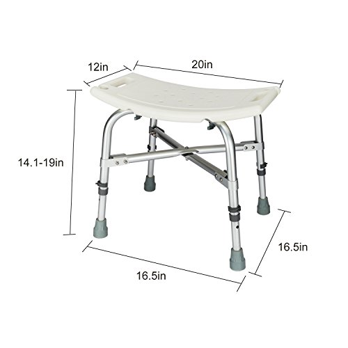 OMECAL 450LBS Medical Shower Chair Bath Stool Transfer Bench Seat,Upgrade Framework SPA Bathtub Chair, Heavy Duty 450LBS No-Slip Adjustable 6 Height,