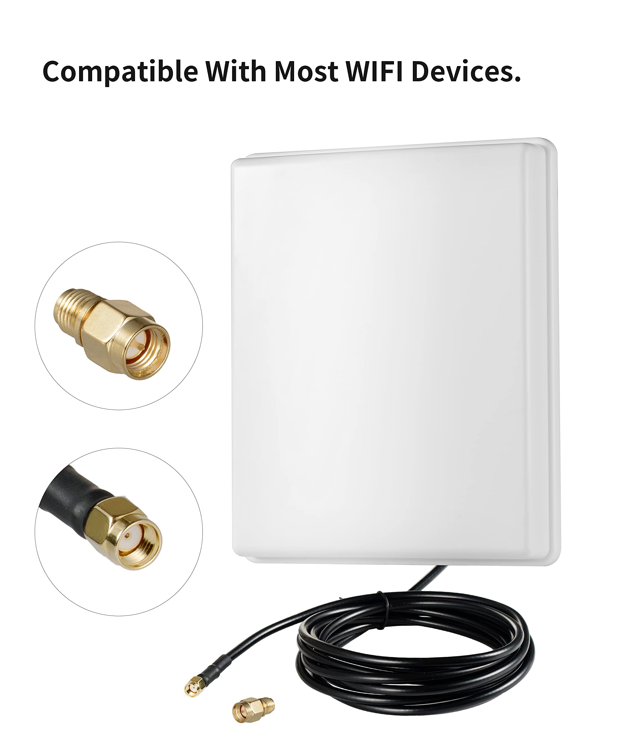 Outdoor 15dBi Dual Band WiFi 2.4GHz 5GHz 5.8GHz Long-Range Directional Panel Antenna with 10Ft Cable for WiFi Router Wireless Network Card Security IP Camera Video Surveillance Monitor, Eifagur