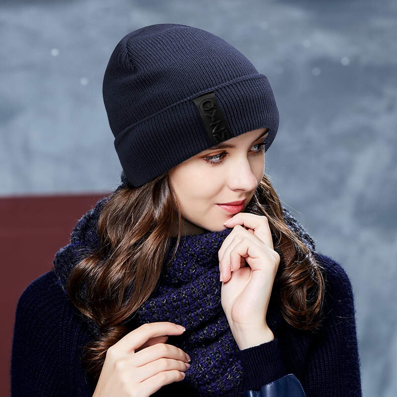 Hongtellor Knit Beanie Warm Thick Lined Hat Mens Winter Skull Cap Unisex Beanie Cap Black