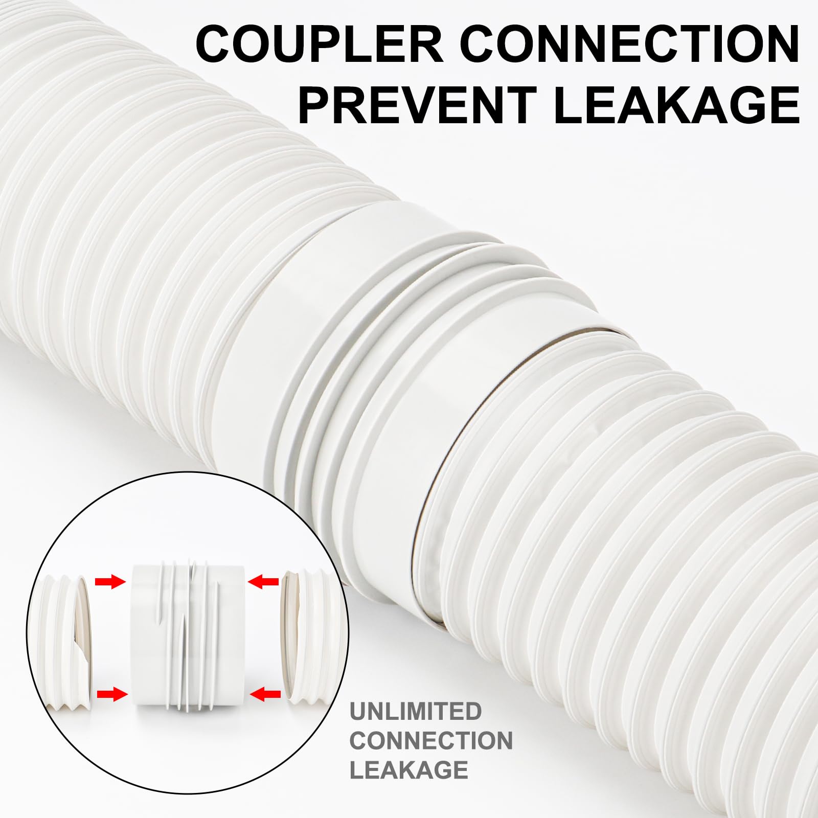 ODDMUCK Portable AC Hose Coupler with 5.1"/5.9" Diameter Exhasut Vent Connector for Clockwise&Counter Clockwise Threads Air Conditioner Hose Coupler Coupling Extension (5.1"/5.9β)