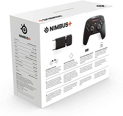 SteelSeries Nimbus+ Bluetooth Mobile Gaming Controller with iPhone Mount - 30+ Hour Battery Life - Apple-Licensed - Made for iOS, iPadOS, tvOS - with Apple Arcade