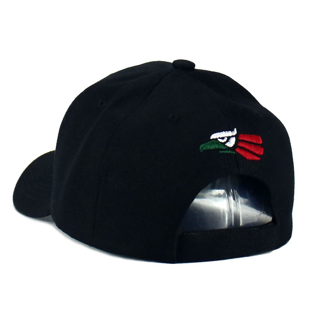 Mexican Mexico Hat Hecho En Mexico Eagle Aguila Snapback Flat Bill Baseball Cap (Black- Black Eagle)