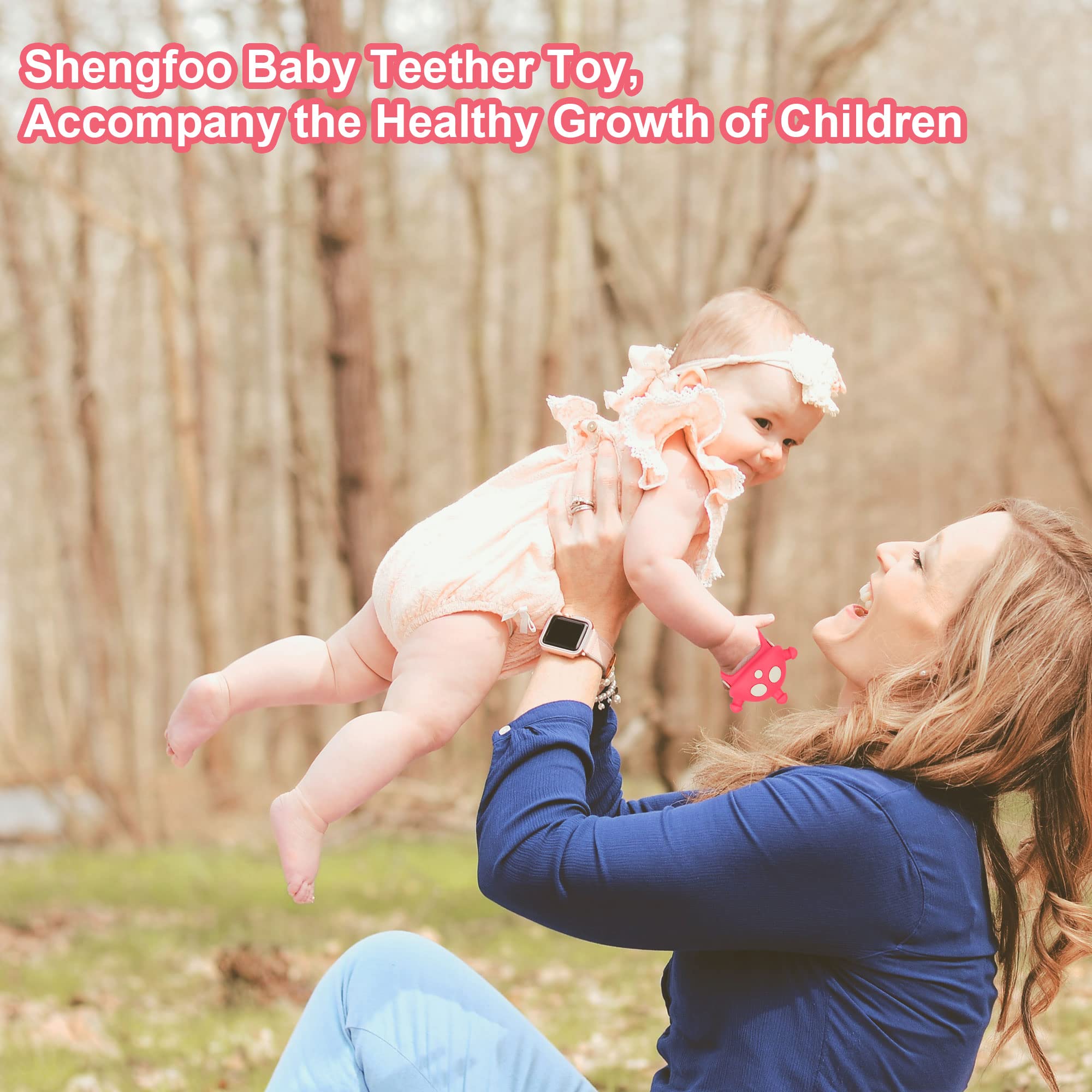 Shengfoo Never Drop Silicone Baby Teething Toys for 0-6 Months Infants,Baby Chew Toys for Teething Relief and Sucking Needs,Breast Feeding Babies,Alien Red