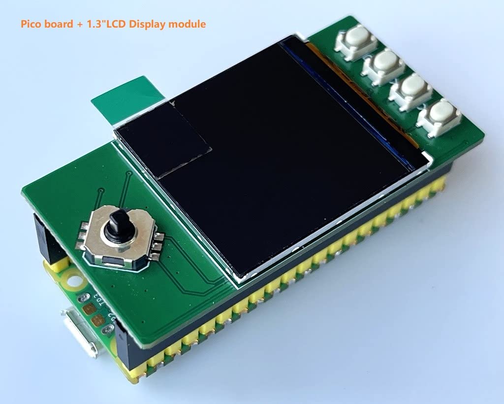 Raspberry Pi Pico Flexible Microcontroller Board with 1.3inch LCD Display Module 240×240 Resolution IPS Screen (pico Board +1.3" Display Module)