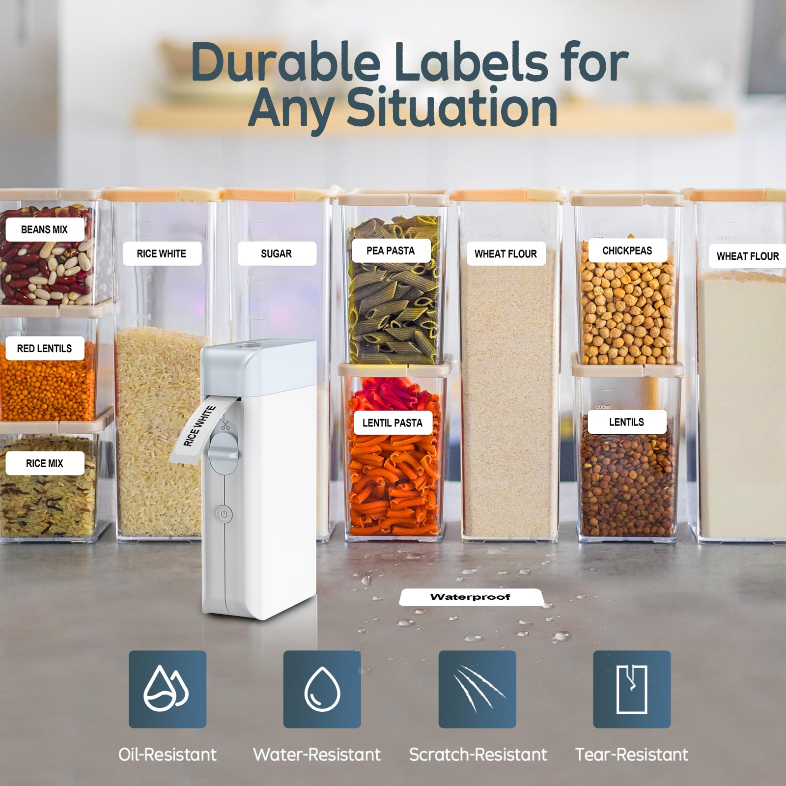 Label Maker Machine with Tape - Thermal Label Maker with 4 Roll Label tape, Portable Bluetooth USB Rechargeable WP9510 Label Printer, Handheld Sticker Maker, Mini Label Makers for Home School Office