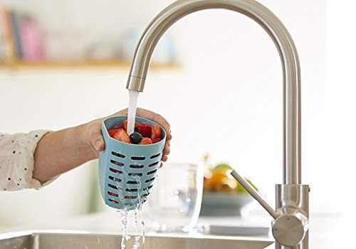 MEPAL, Fruit and Veggie Snack Pot with Airtight Lid, Colander and Fork, Portable, BPA Free, Nordic White, Holds 600ml|20oz, 1 Count