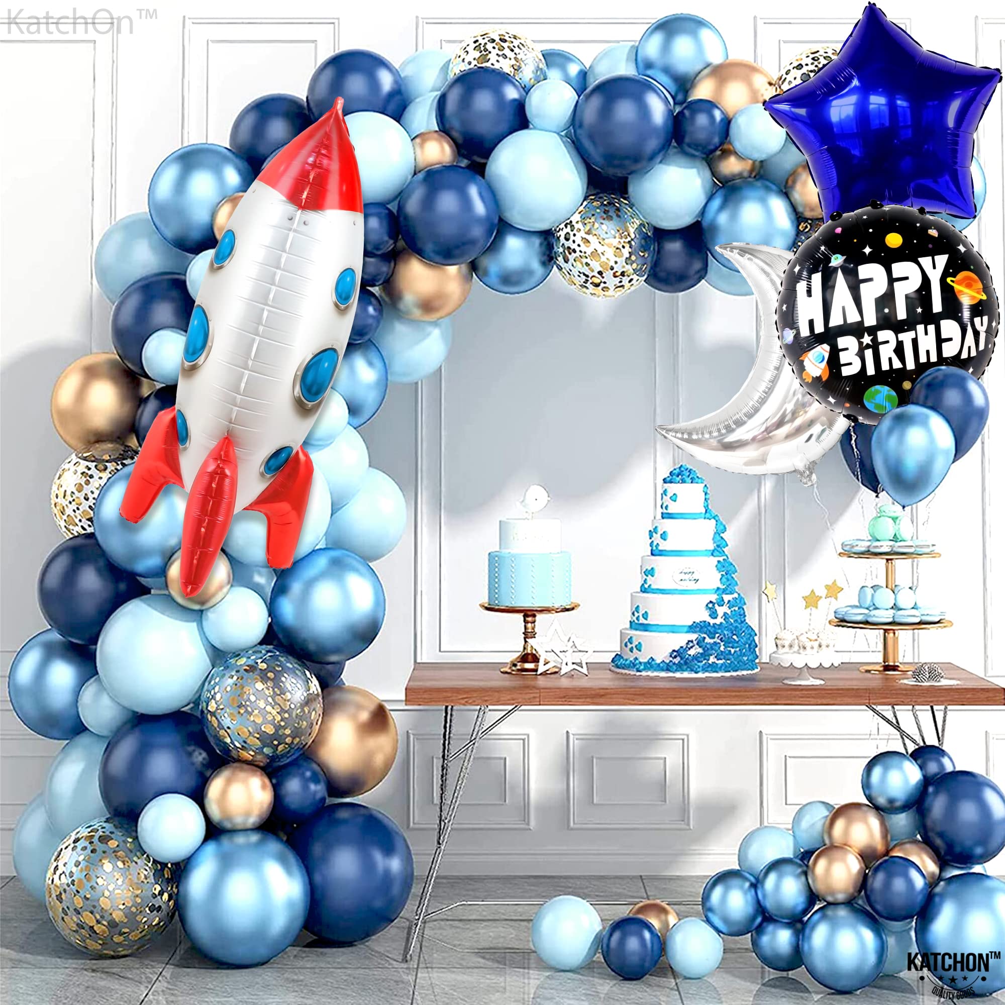 KatchOn, Large Rocket Balloon for Kids - 33 Inch, Pack of 1 | Spaceship Balloon for Space Party Decorations | Space Balloons, Galaxy Party Decor | Rocket Mylar Balloon for Rocket Birthday Decorations