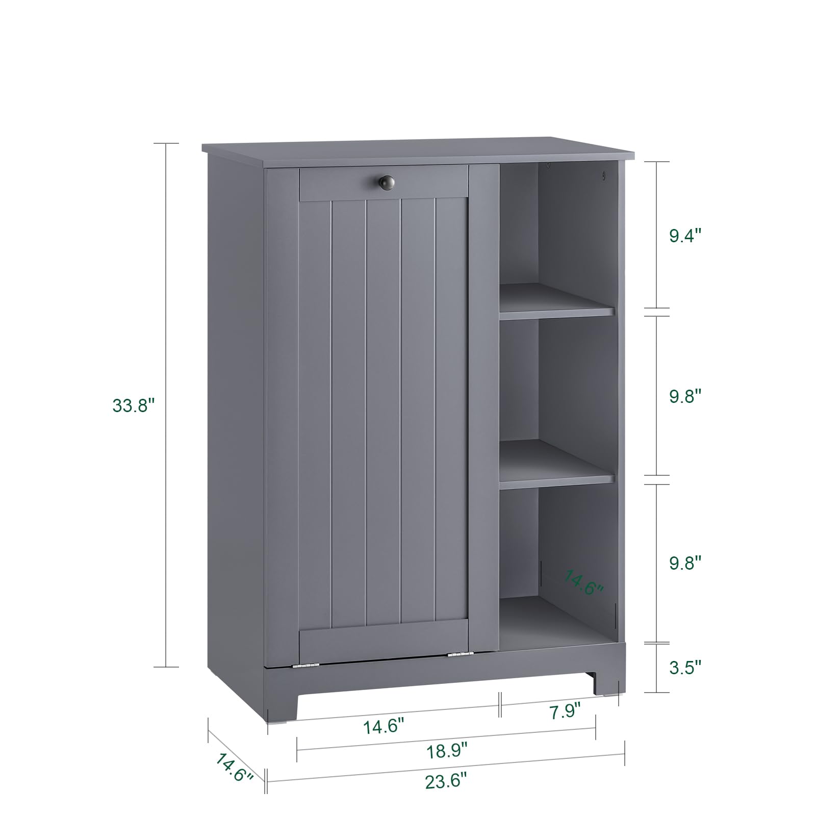 SoBuy Bathroom Laundry Cabinet with Tilt-Out Laundry Hamper and 3 Shelves, Bathroom Storage Cabinet, Gray BZR105-DG