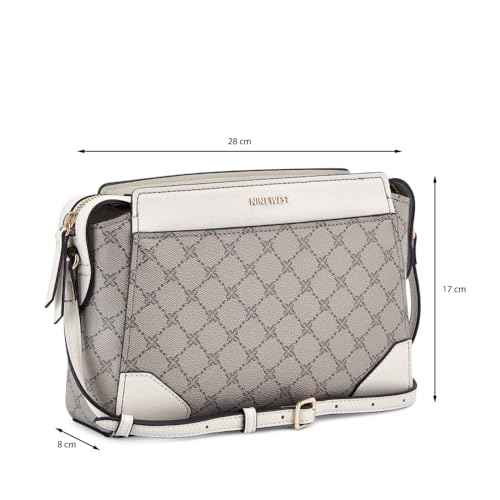 Nine West Brooklyn Jet Set Crossbody, Beige Logo/Milk