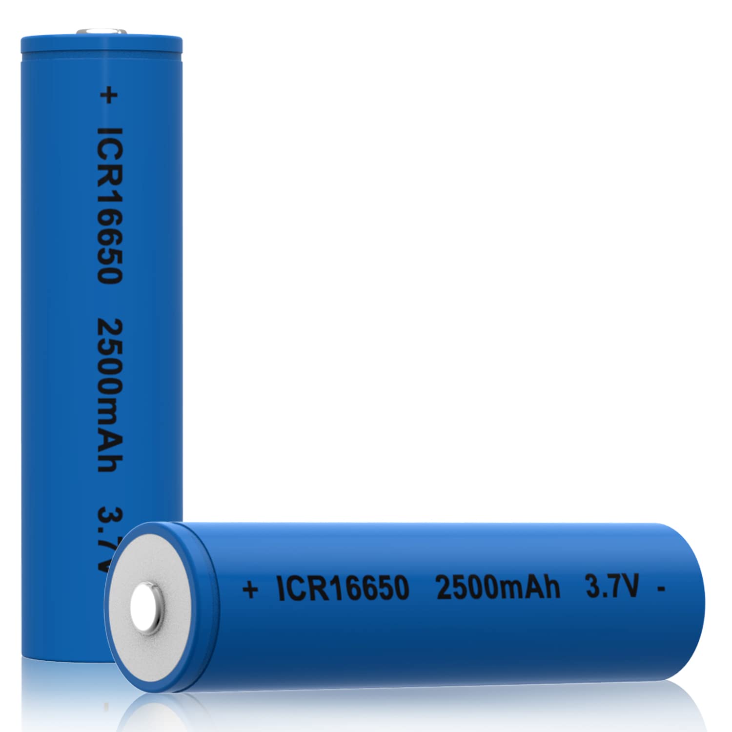 SHENMZ 16650 Rechargeable Battery, [Upgraded] 16650 Battery 2500mAh 3.7V High Capacity Button Top Rechargeable Battery for Flashlights Torches (2 Pack)