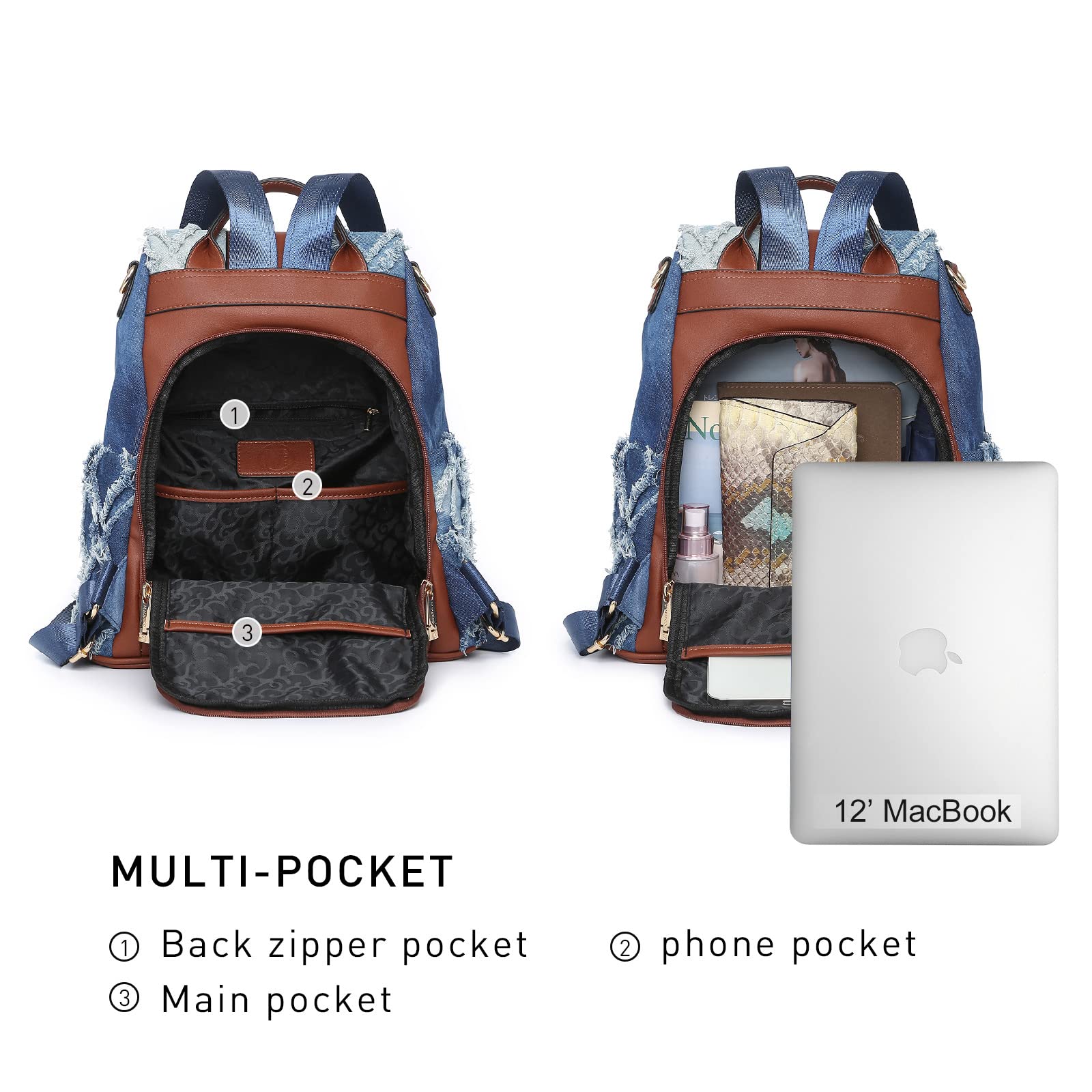 MKP Women Fashion Denim Purse Set 4pcs