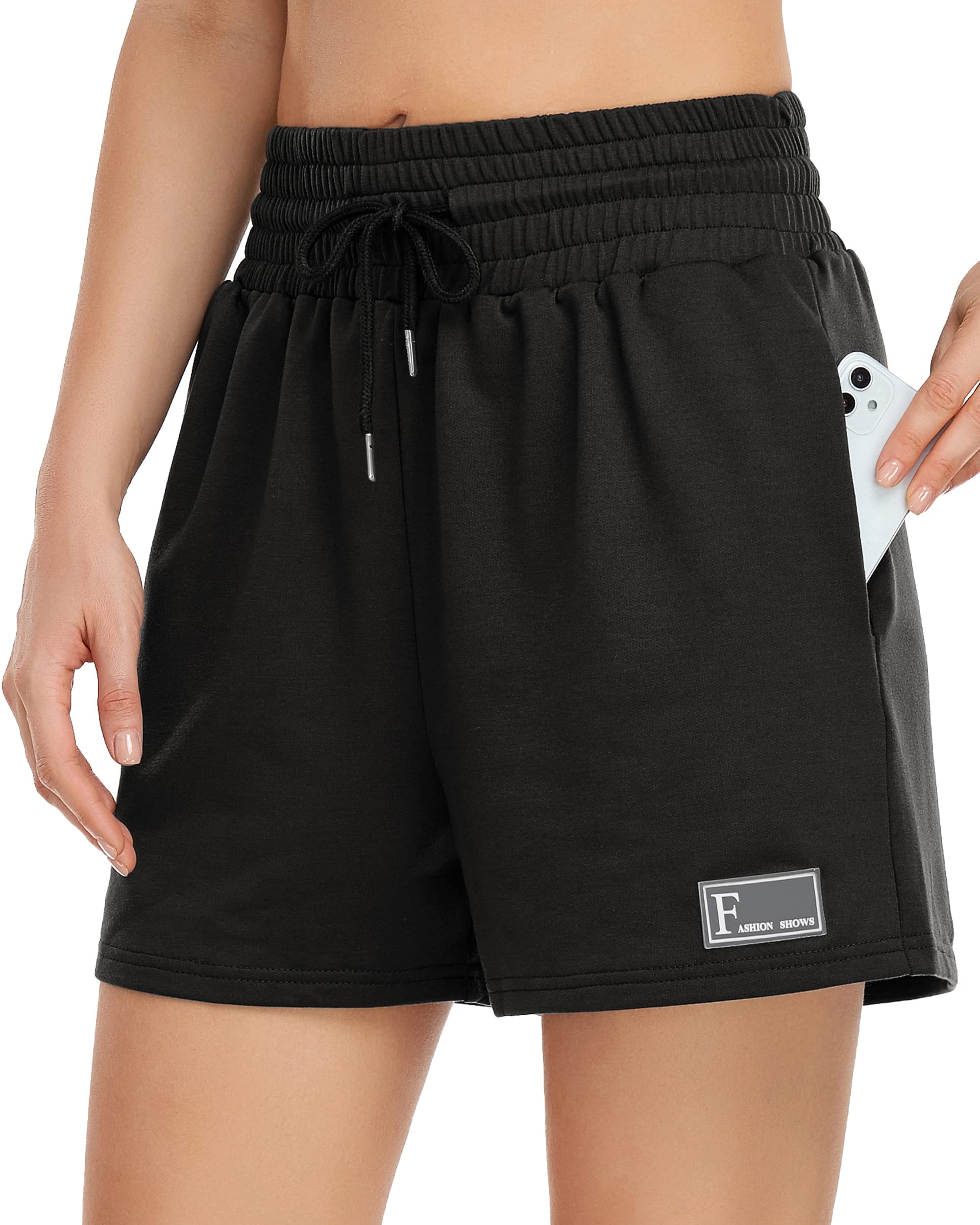 MIRITY Womens Casual Sweatpant Shorts with High Waist Drawstring and Pockets for comfy Sports