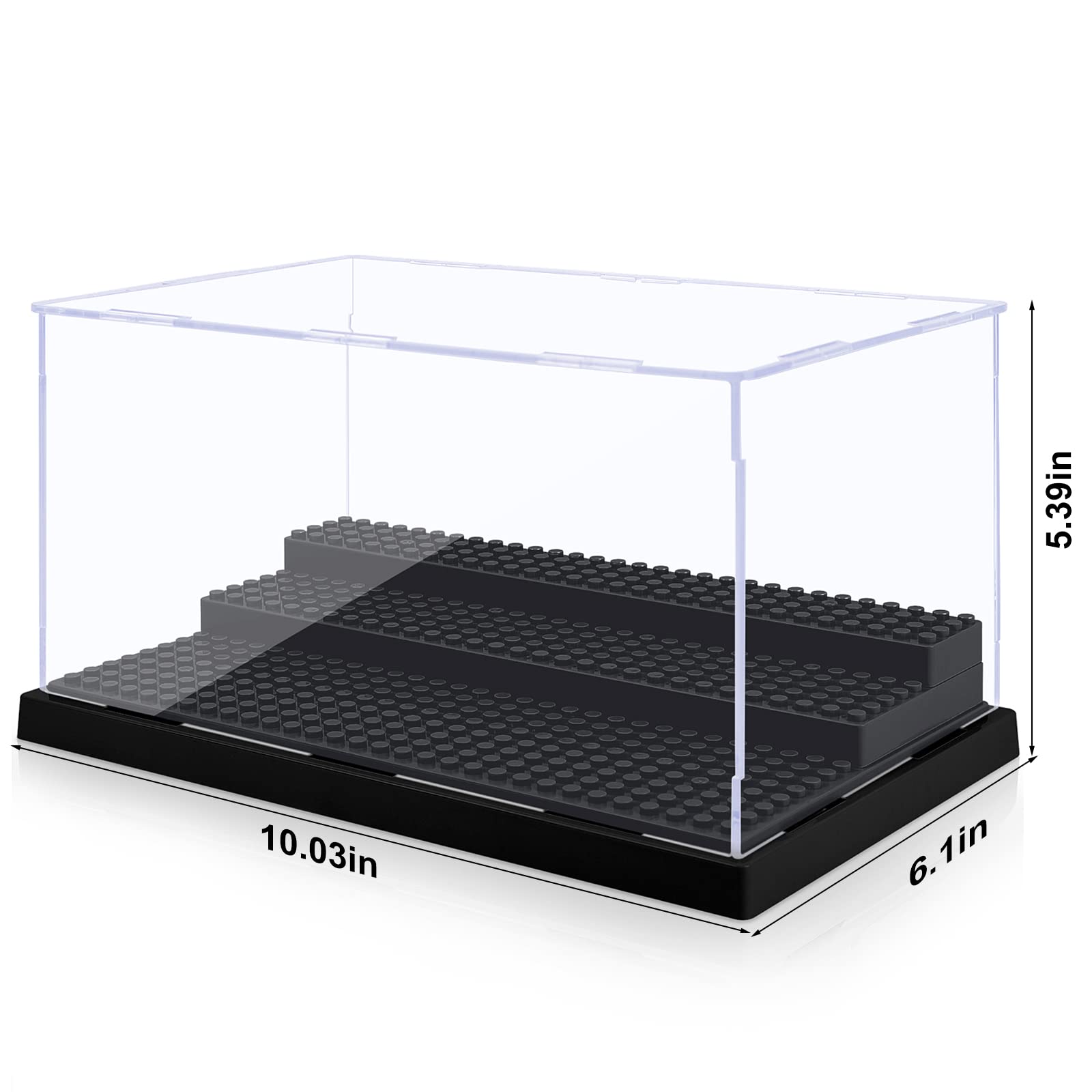 Mlikero 2 Pack Display Case for Minifigures Action Figures Block,Removable Acrylic Minifigure Display Case Box Storage with 3 Movable Steps for Collection Bricks Blocks Toys ,Models Minifiguresā¦