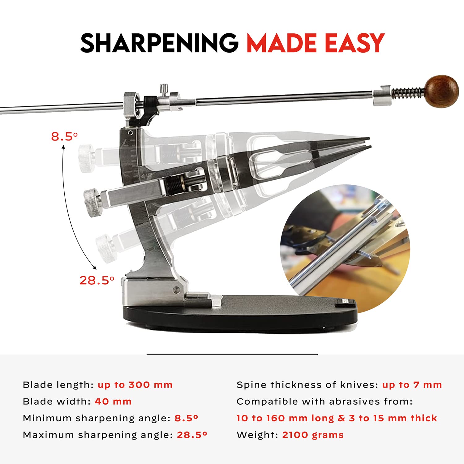 Kadet Kit Sharpening System, Knife Sharpener, Knife Sharpening Kit for Hunting, Folding and Pocket Knives, Compact Knife Sharpening Device - TSPROF